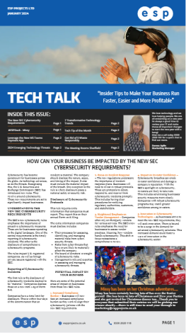 TECH TALK NEWSLETTER JANUARY 2024 - ESP Projects